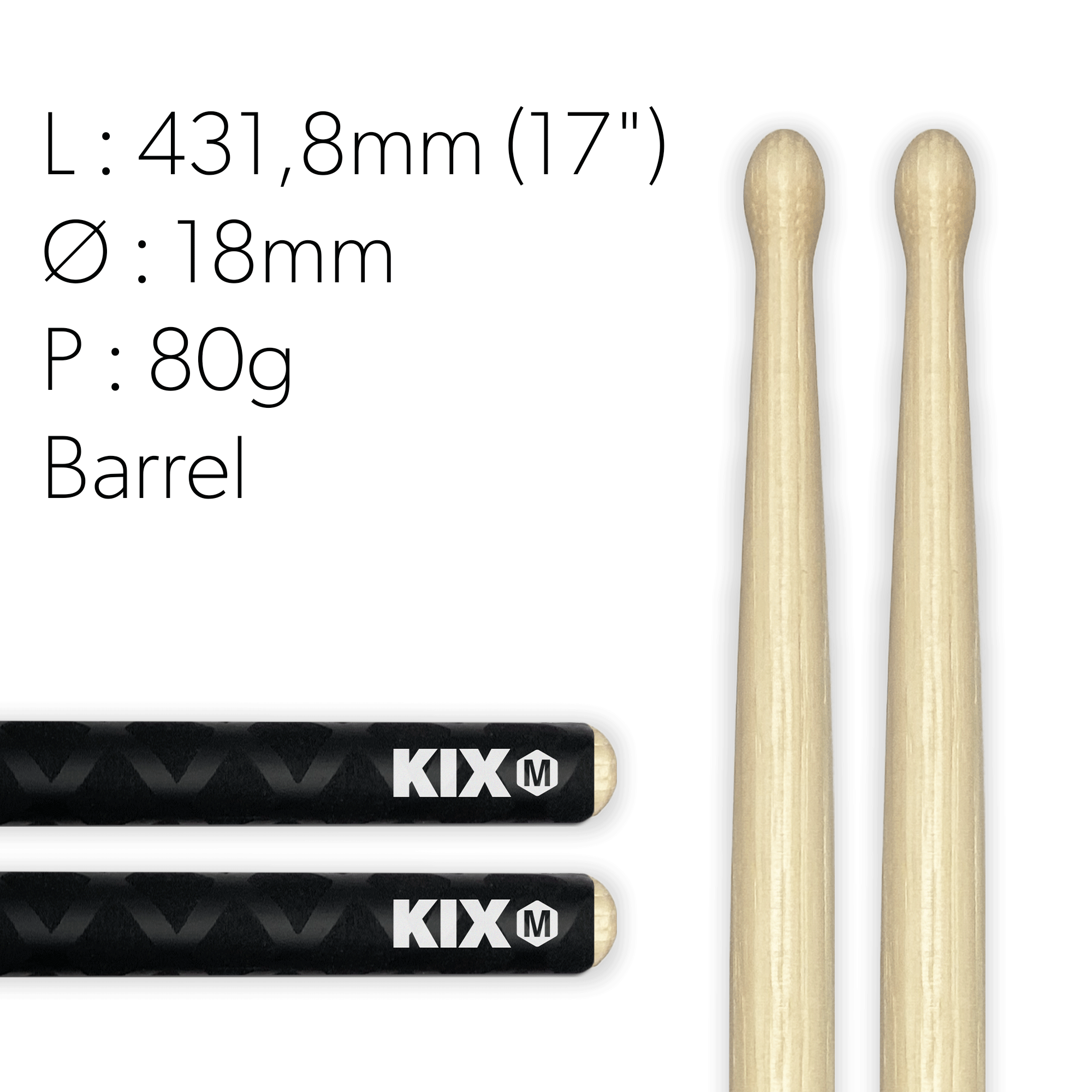 Baguettes Classic Marching Grip - KIX drumsticks